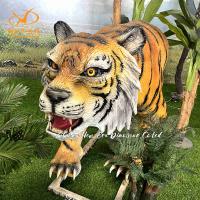 China 1.5m Length Realistic Animatronic Animal Tiger Head for Zoo Park for sale
