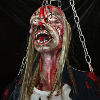 China Haunted Houses Hanging Ghost Halloween Decoration Animatronic Prop With Horror Sound for sale