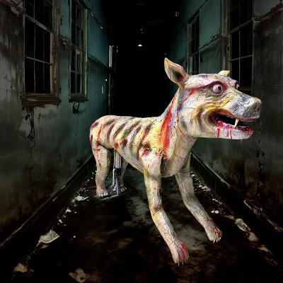 China Pneumatic Control Haunted Mansion Props Wolf Dog Prop Animal Model Horror Atmosphere for sale