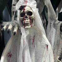 China Halloween Decoration Animated Hanging Skeleton Spine Chilling For Haunted House for sale