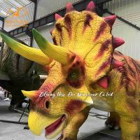 China Customized Color Animatronic Triceratops Electric Dinosaur With Infrared Sensor Control for sale