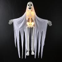China Customized Plastic Hanging Ghost Halloween Themed Decorations Light Up Skeleton for sale
