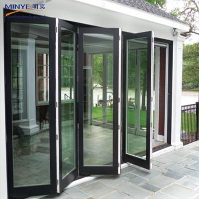 China Aluminum Bi Fold French Doors 6063-T5 for Garden Balcony CE Certified 5mm Tempered Glass for sale