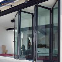 China Glass French Design Aluminum Frame Double Tempered Glass Bi Folding Door 5mm for sale