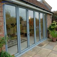 China Glass French Design Aluminum Frame Double Tempered Glass Bi Folding Door 5mm for sale