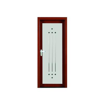China Aluminum Bathroom Door with Ventilation Wood Grain Finish 6063-T5 Thermal Break Profile for sale