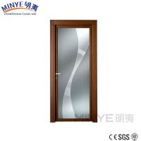 China Aluminum Bathroom Door with Ventilation Wood Grain Finish 6063-T5 Thermal Break Profile for sale