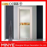 China Aluminum Bathroom Door with Ventilation Wood Grain Finish 6063-T5 Thermal Break Profile for sale