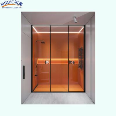 China Tempered Glass Frameless Sliding Shower Door with Steel Handle Custom Size 5mm 12A for sale