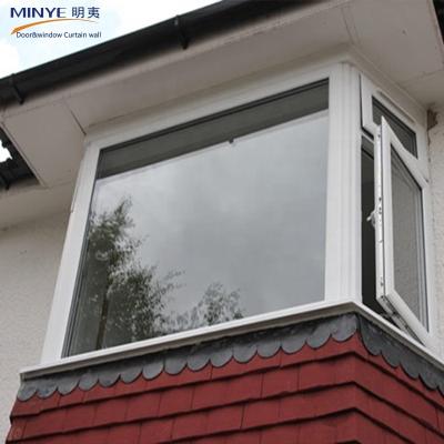 China Double Glazed Tempered Glass Swing Out PVC Bay Vinyl Windows 5mm+12A+5mm for Residential for sale