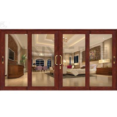 China Sliding Aluminium Main Entrance Door System 6063-T5 Thermal Break Double Glazing 5mm+12A+5mm Green Golden for sale