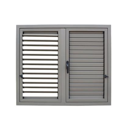 China Aluminum Profile French Casement Window Plantation Shutter 100mm Slat Custom Size for sale