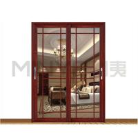 China Commercial Powder Coated Aluminum Sliding Door with Iron Grill Design 6063-T5 for sale