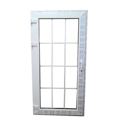 China UPVC Store Front French Glass Door White PVC Profile Double Tempered Glass 5mm for sale