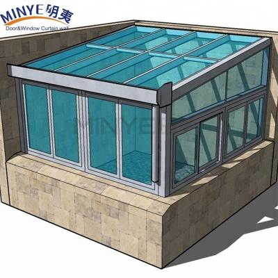 China All Season Glass House Flat Roof Thermal Break Aluminum Insulated Roof Sunroom 2.0mm for sale