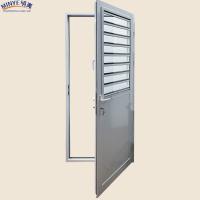 China Anodized Powder Coated Wood Grain Finished Glass Shutter for Modern Security Louver 6063-T5 for sale