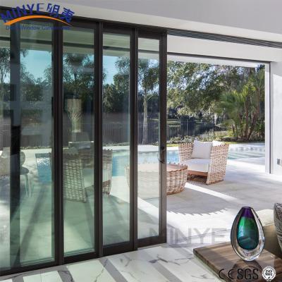 China German Style Glass Front Double Door Aluminum Sliding Stacker Doors 6063-T5 Custom Sizes for sale