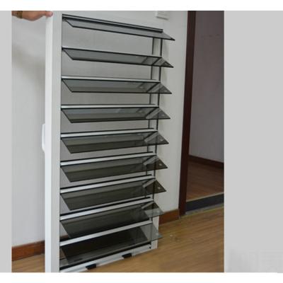 China Aluminum Manual Open Frosted Glass Plantation Shutters Window 6063-T5 Powder Coating for sale