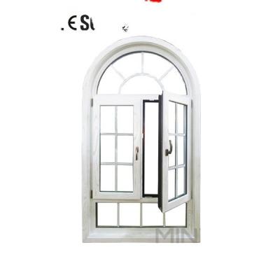 China Aluminum Cladding Wood Radius Window with Grill Design 1.4mm Profile Thickness 14mm for sale