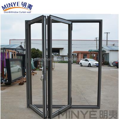 China Customized Aluminum Glass Folding Door 6063 T5 1.2mm Frame Iron Grill Window Design for sale