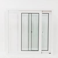 China Hotel Hurricane Impact Proof 2 Track PVC Double Glazed Sliding Windows Wood Color 5mm+12A+5mm for sale