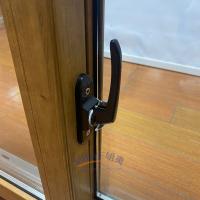 China Wood Color UPVC Horizontal Sliding Window with Double Glazed Glass Door 5mm+12A+5mm for sale