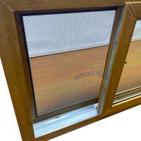 China Wood Color UPVC Horizontal Sliding Window with Double Glazed Glass Door 5mm+12A+5mm for sale