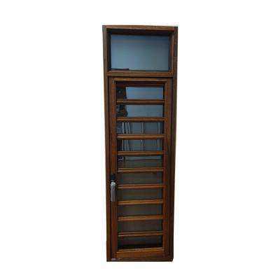 China Wood Grain Aluminum Glass Shutter Door Indoor ISO9001 CE 6063-T5 5mm Tempered Glass for sale