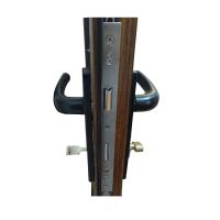 China Wood Grain Aluminum Glass Shutter Door Indoor ISO9001 CE 6063-T5 5mm Tempered Glass for sale