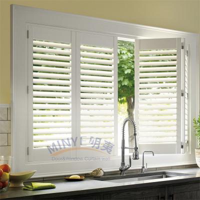 China Anti-Mosquito Fiberglass Screen PVC Casement Shutter Window with Chinese Top Hardware 5mm+12A+5mm for sale