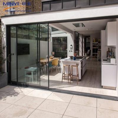China Commercial Aluminum Stacker Glass Door Low Track Design 5mm to 12mm Glass for sale