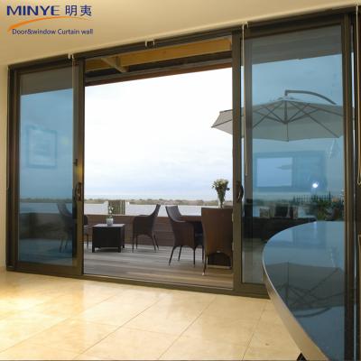 China Customized Dark Grey Sliding Patio Door 5mm Double Tempered Glass for Exterior Design for sale
