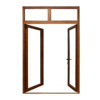 China Wooden Color Aluminum French Casement Windows Double Glazed 5mm+12A+5mm Thermal Break Profile for sale