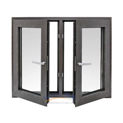China Thermal Break Aluminum Casement Window Swing Open Double Tempered Glass 5mm 12A for sale