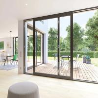 China PVC Glass Sliding Door Waterproof Windproof 6063-T5 Aluminum Frame Double Tempered Glazing 5mm+12A+5mm for sale