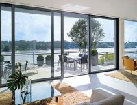 China PVC Glass Sliding Door Waterproof Windproof 6063-T5 Aluminum Frame Double Tempered Glazing 5mm+12A+5mm for sale