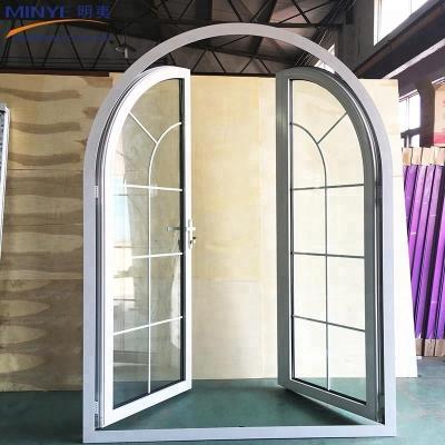 China UPVC Arched French Door with German Hardware 6063-T5 Aluminum Alloy 5mm Double Tempered Glass for sale