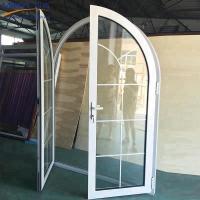 China UPVC Arched French Door with German Hardware 6063-T5 Aluminum Alloy 5mm Double Tempered Glass for sale