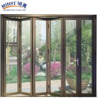 China Aluminum Accordion Glass BiFold Doors 6063-T5 Foldable Hinges Hotel Wardrobe for sale