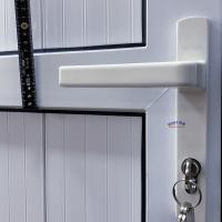 China Windproof PVC French Style Main Door UPVC Vertical Hinged Door 5mm Double Tempered Glass for sale
