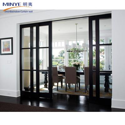 China France Style Aluminum Profile Balcony Sliding Glass Door 6063-T5 Custom Size for sale