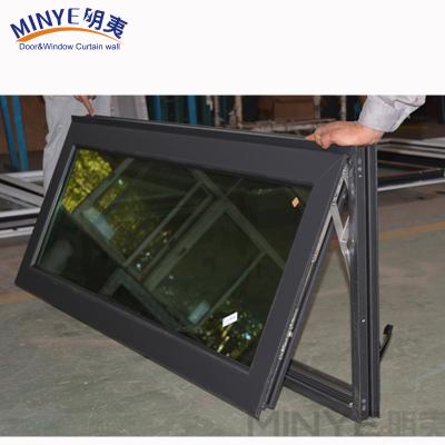 China Aluminum Alloy Top Hung Window 1.4mm Frame with Double Tempered Glass 5+12A+5mm and Fiberglass Screen for sale