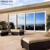 China Aluminum Hanging Wood Grain Glass Sliding Door with Prefabricated Frame 6063-T5 for sale