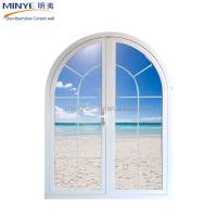 China Arch Top Windproof Casement Door Powder Coated Finish Rustic Style 6063-T5 Aluminum 5mm+12A+5mm Double Glazing for sale