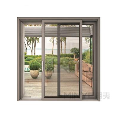 China Custom Glass Aluminum Sliding Front Entry Door 5mm Double Glazed Thermal Break for sale