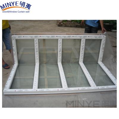 China Wood Color Aluminium Frame Glass Corner Window with Windproof Function and Glass Design for sale