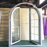 China Aluminum Arch Double Oval Glass Casement Door Water Penetration 450 PA for sale