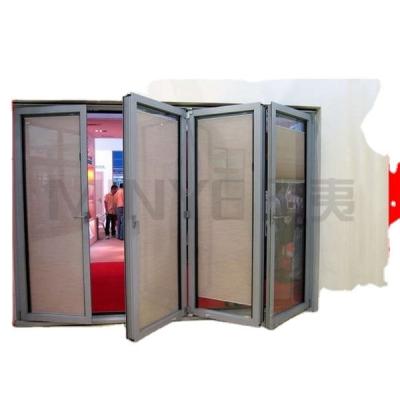 China Rehau PVC Vinyl Folding Door Double Glazed Tempered Glass 5+12A+5mm Accordion Door for sale