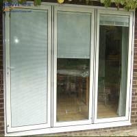 China Rehau PVC Vinyl Folding Door Double Glazed Tempered Glass 5+12A+5mm Accordion Door for sale
