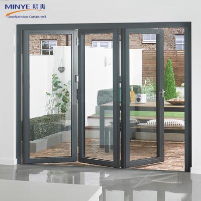 China Sound Insulation Aluminum Folding Door 4 Panel with Screen Mesh Modern Design 30 dB for sale